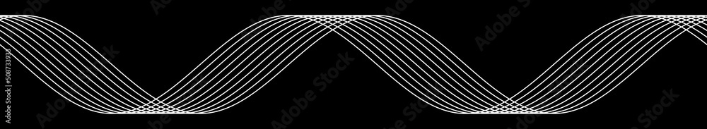 Seamless sine lines on black background. Illustration. Stock ...