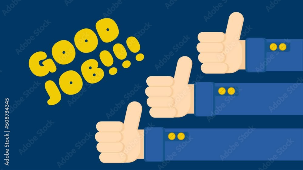 Good Job with Thumbs Up Animation in Flat Cartoon Style. Suitable to ...