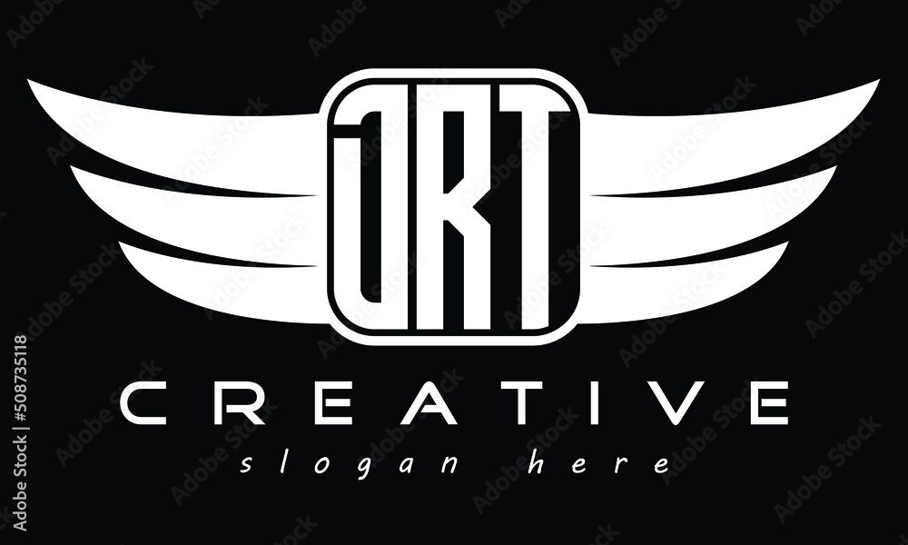 DRT three Letter wing symbol minimalist modern font creative concept ...