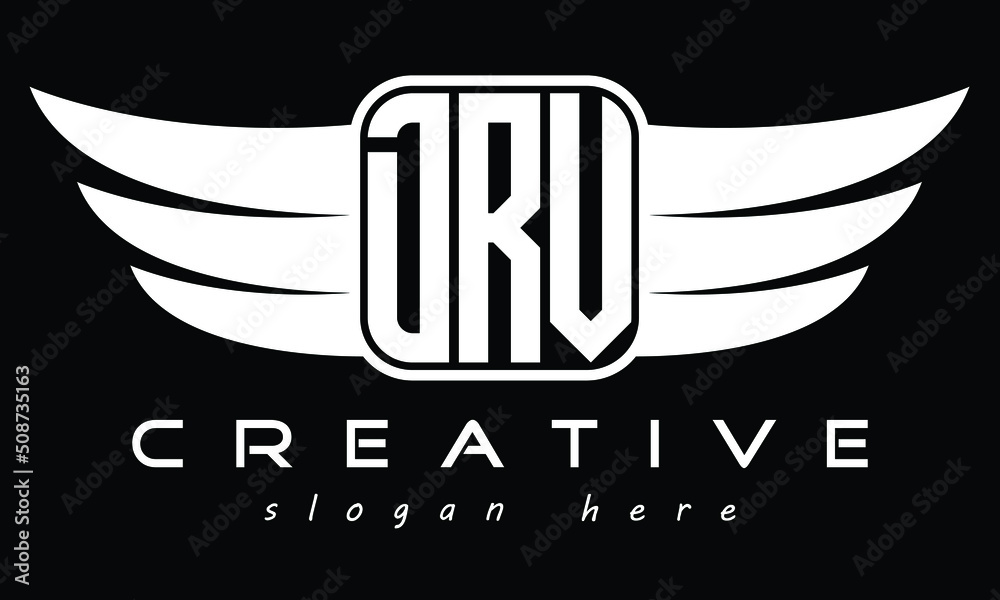 DRV three Letter wing symbol minimalist modern font creative concept ...