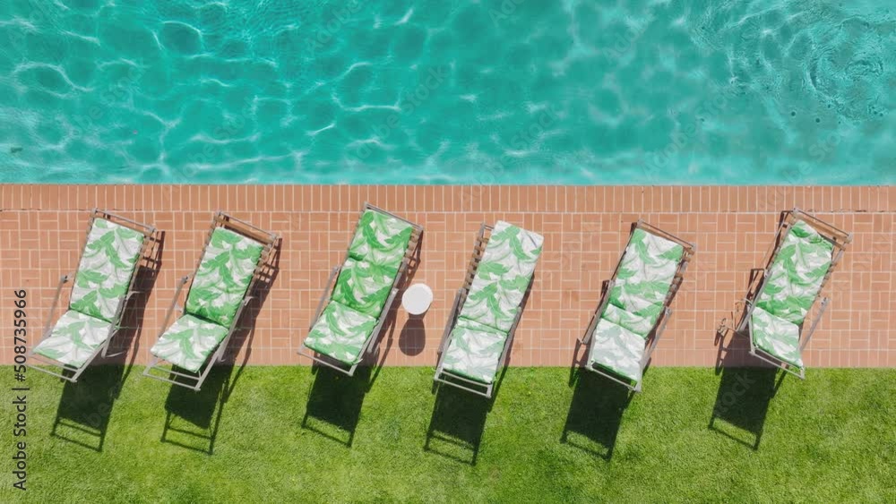 Idilic summer pool party background with copy and text space with teal ...