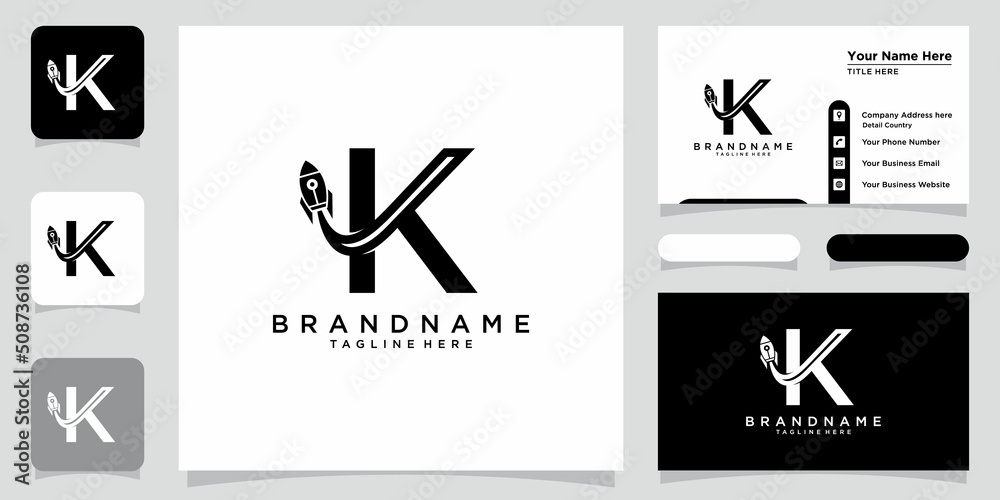 Letter K rocket logo icon vector design template Illustration Vector ...