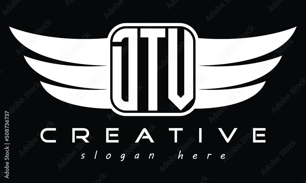 DTV three Letter Wings Flying Initial wing symbol minimalist creative ...