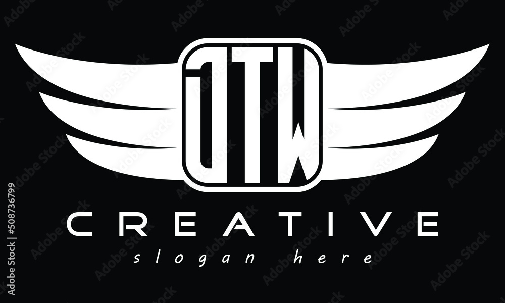 DTW three Letter Wings Flying Initial wing symbol minimalist creative ...
