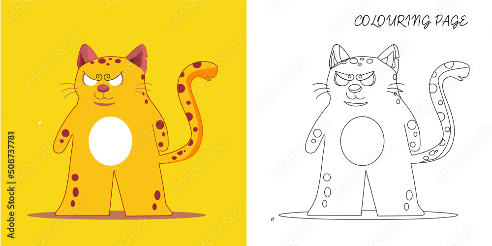 Coloring Page Outline Of cartoon fluffy cat. Coloring book for kids ...
