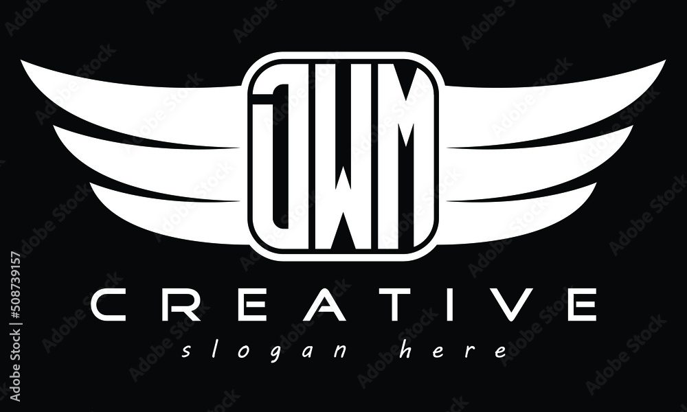 DWM three Letter Wings Flying Initial wing symbol minimalist creative ...