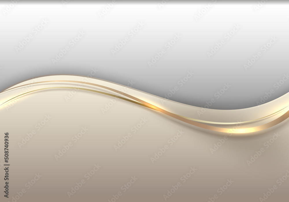 Abstract template 3D elegant golden wave shape with shiny gold line ...