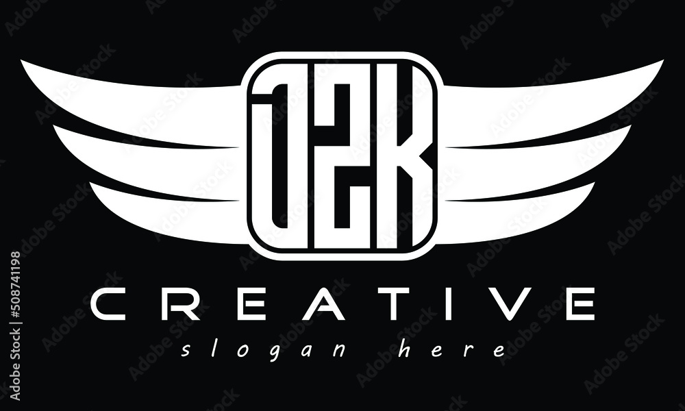 DZK three Letter Wings Flying Initial wing symbol minimalist creative ...