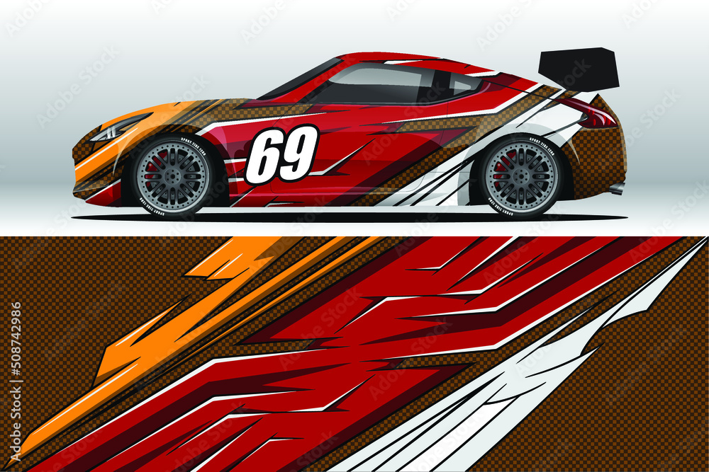 Abstract Race car wrap sticker design and sports background for daily ...