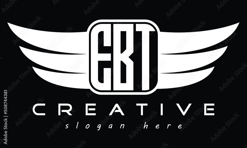 EBT three Letter wing symbol minimalist modern font creative concept ...