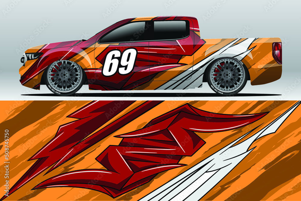 Abstract Race car wrap sticker design and sports background for daily ...