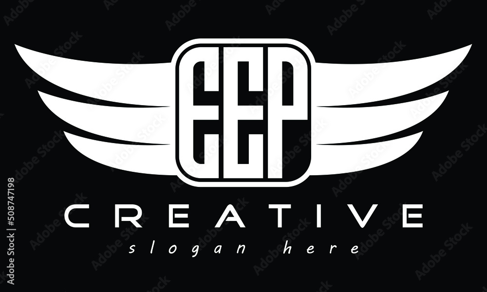 EEP three Letter wing symbol minimalist creative concept icon ...