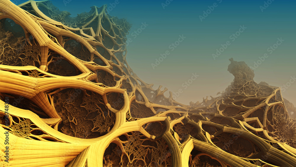 Alien planet render, abstract bacground 3D mysterious organic ...