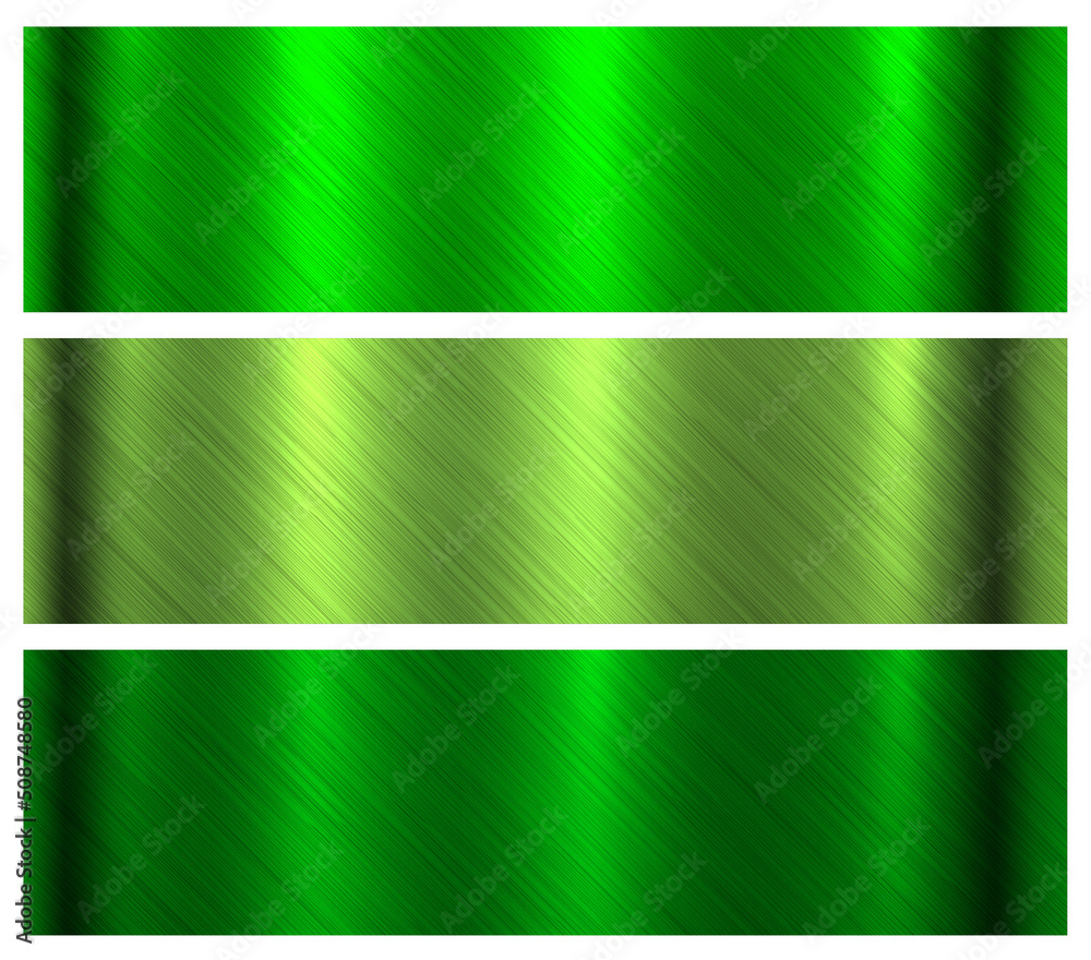 Green brushed metal textures set, shiny metallic pattern, industrial ...