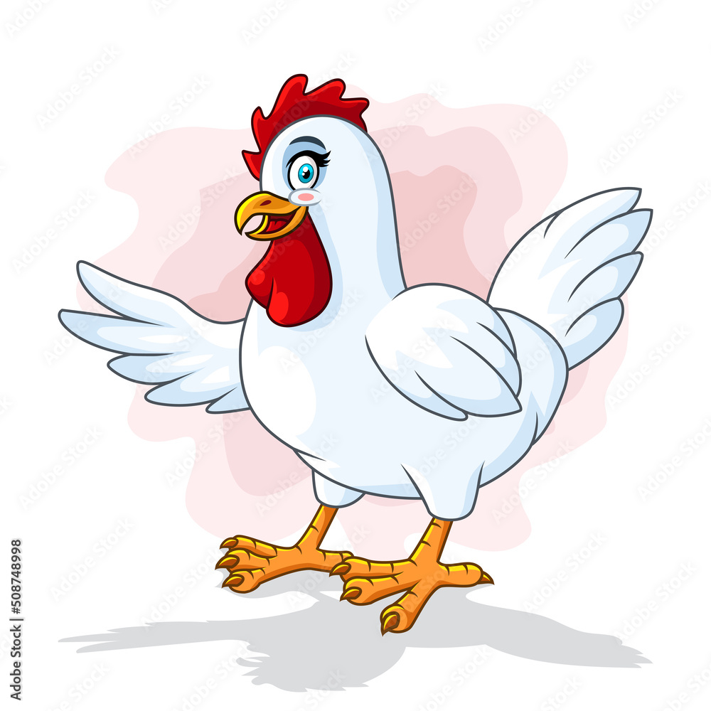 Vector illustration of Cute hen cartoon isolated on white background ...