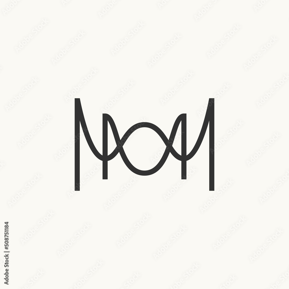 Simple and unique letter or word MM line arounded font like pattern ...