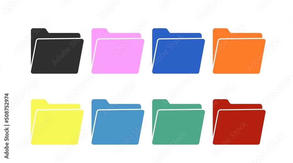 Folder Icon Set. Vector isolated editable set of folders illustrations ...
