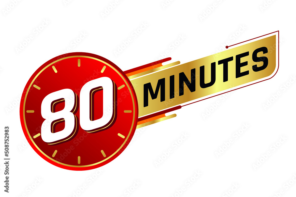 80 minutes isolated on white background. Time concept. Vector ...