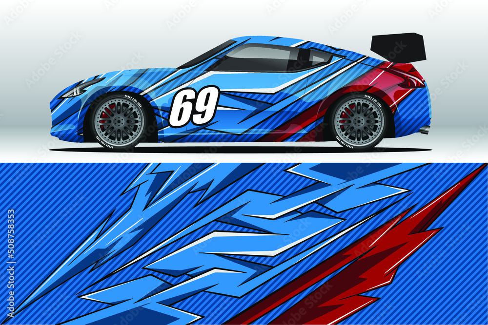Abstract Race car wrap sticker design and sports background for daily ...