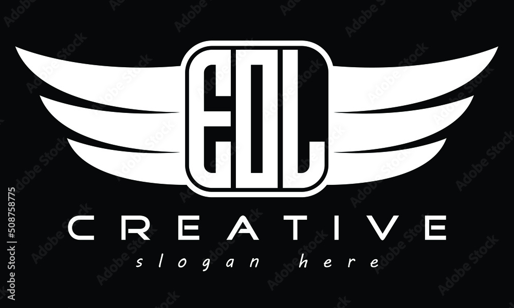 Vetor de EOL three Letter wing symbol minimalist modern font creative ...
