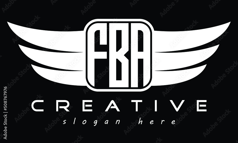 FBA three Letter Wings Flying Initial wing symbol minimalist creative ...