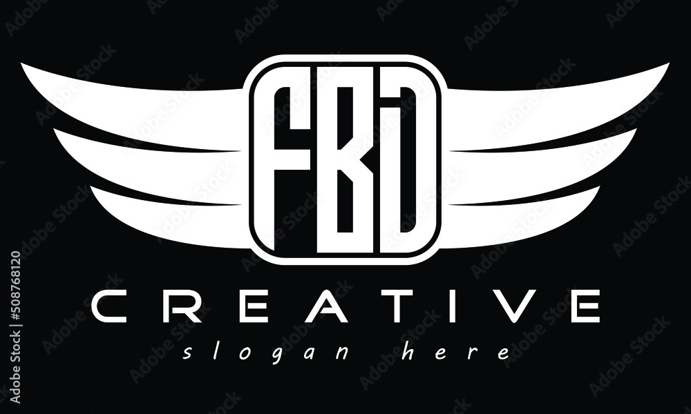 FBD three Letter Wings Flying Initial wing symbol minimalist creative ...