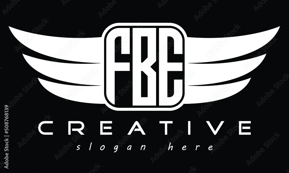 FBE three Letter Wings Flying Initial wing symbol minimalist creative ...