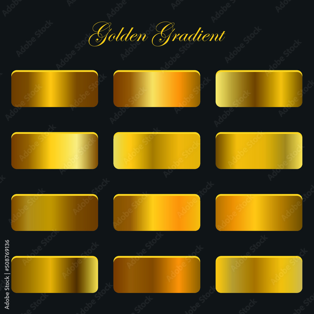 Metallic texture gold gradient set Stock Vector | Adobe Stock