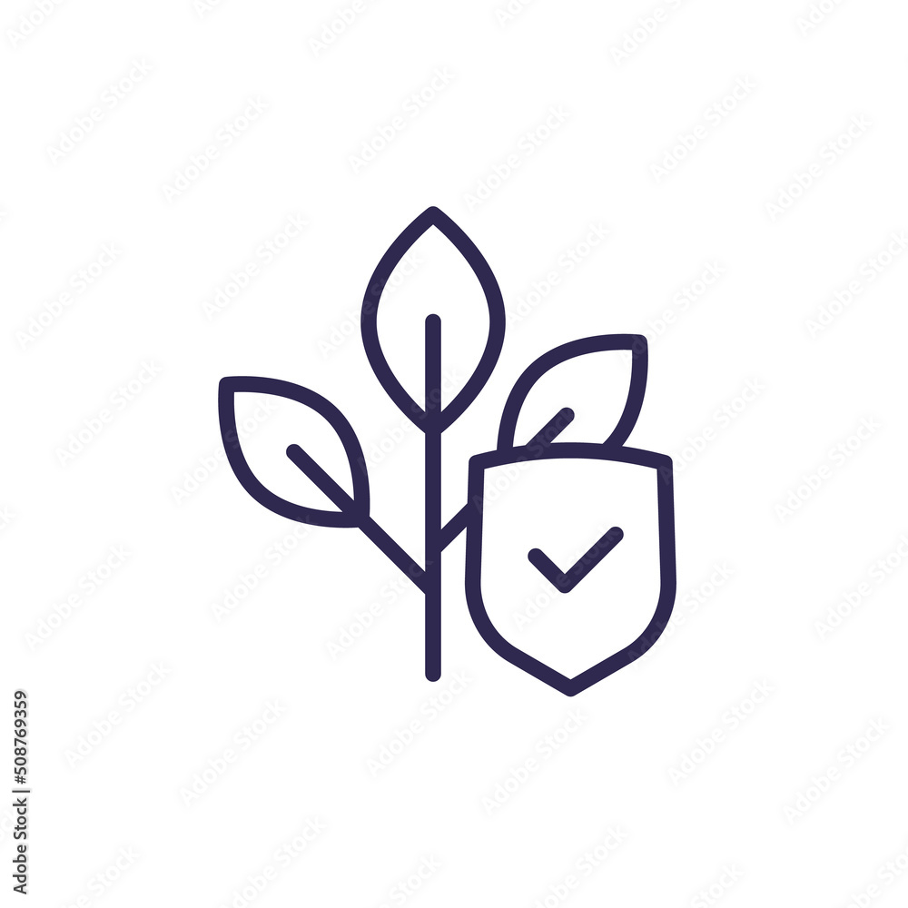 crop protection line icon with a plant and shield Stock Vector | Adobe ...