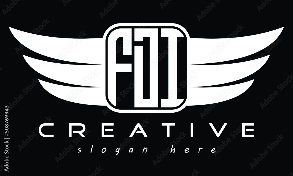 FDI three Letter Wings Flying Initial wing symbol minimalist creative ...