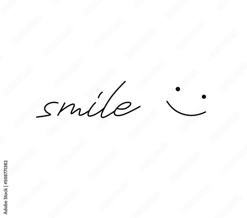 Vector isolated English word Smile written by hand in small letters ...