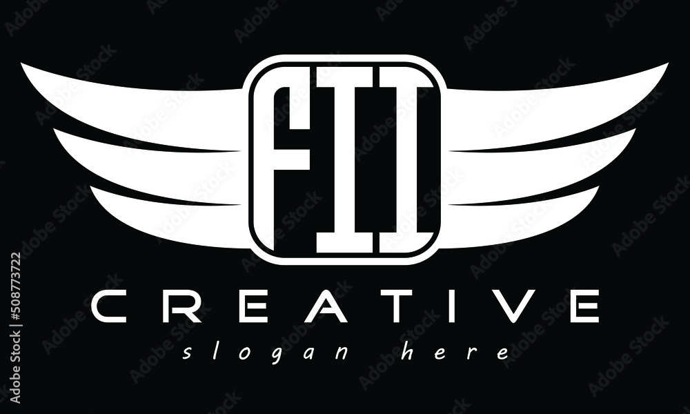 FII three Letter Wings Flying Initial wing symbol minimalist creative ...