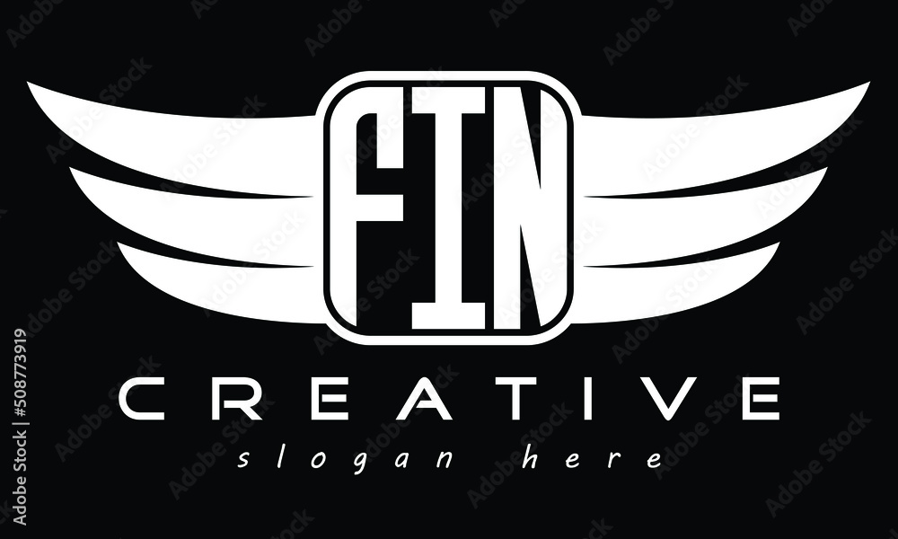 FIN three Letter Wings Flying Initial wing symbol minimalist creative ...