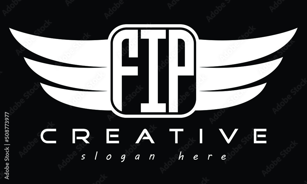 FIP three Letter Wings Flying Initial wing symbol minimalist creative ...