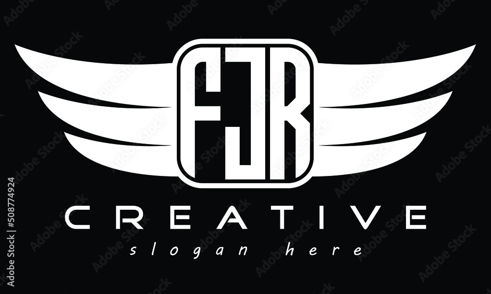 FJR three Letter Wings Flying Initial wing symbol minimalist creative ...