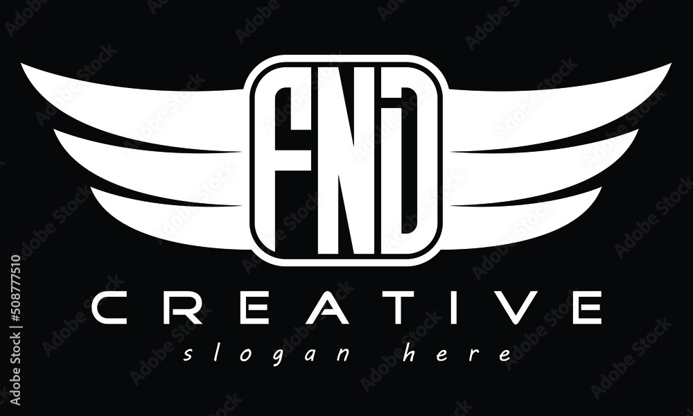 FND three Letter wing morden creative concept icon company logo design ...