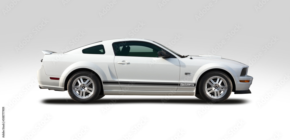 Ford Mustang sport car, side view isolated on white background, 26 ...