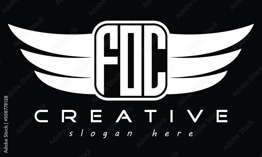 Vetor de FOC three Letter wing morden creative concept icon company ...