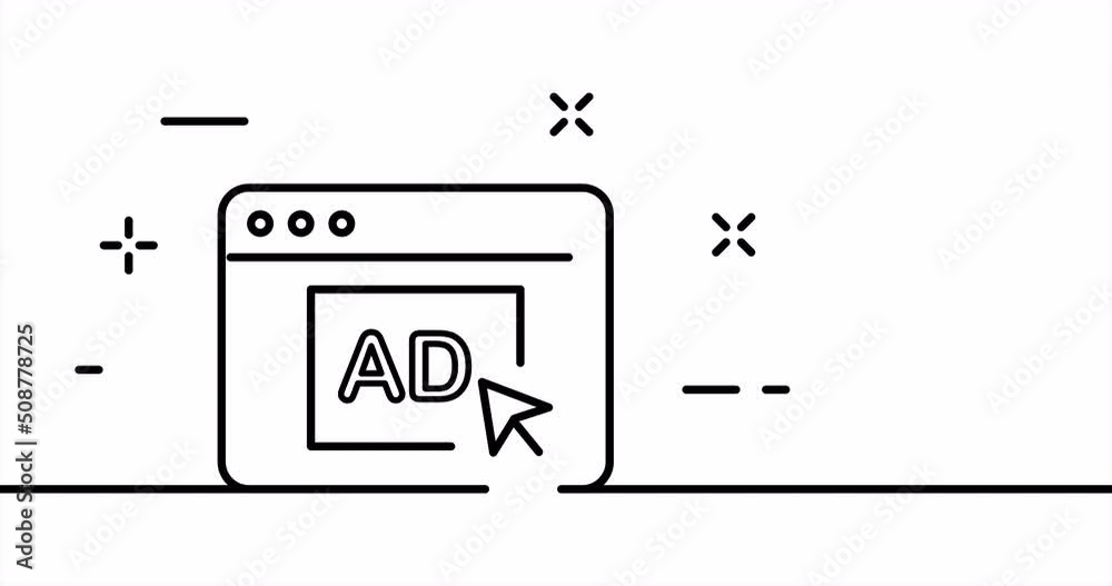 One line drawing, solid line internet. One line drawing animation ...