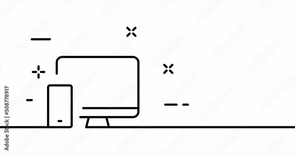 Single line drawing, solid line technique. One line drawing animation ...