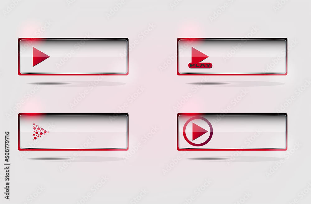 play button in red play amd glass texture Stock Vector | Adobe Stock