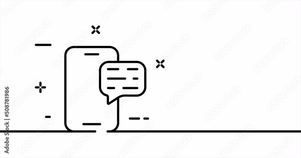 One line drawing, solid line internet. One line drawing animation of ...