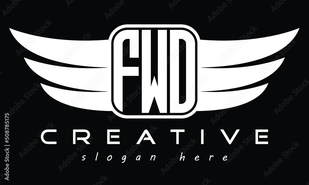 FWO three Letter wing symbol minimalist creative concept icon ...