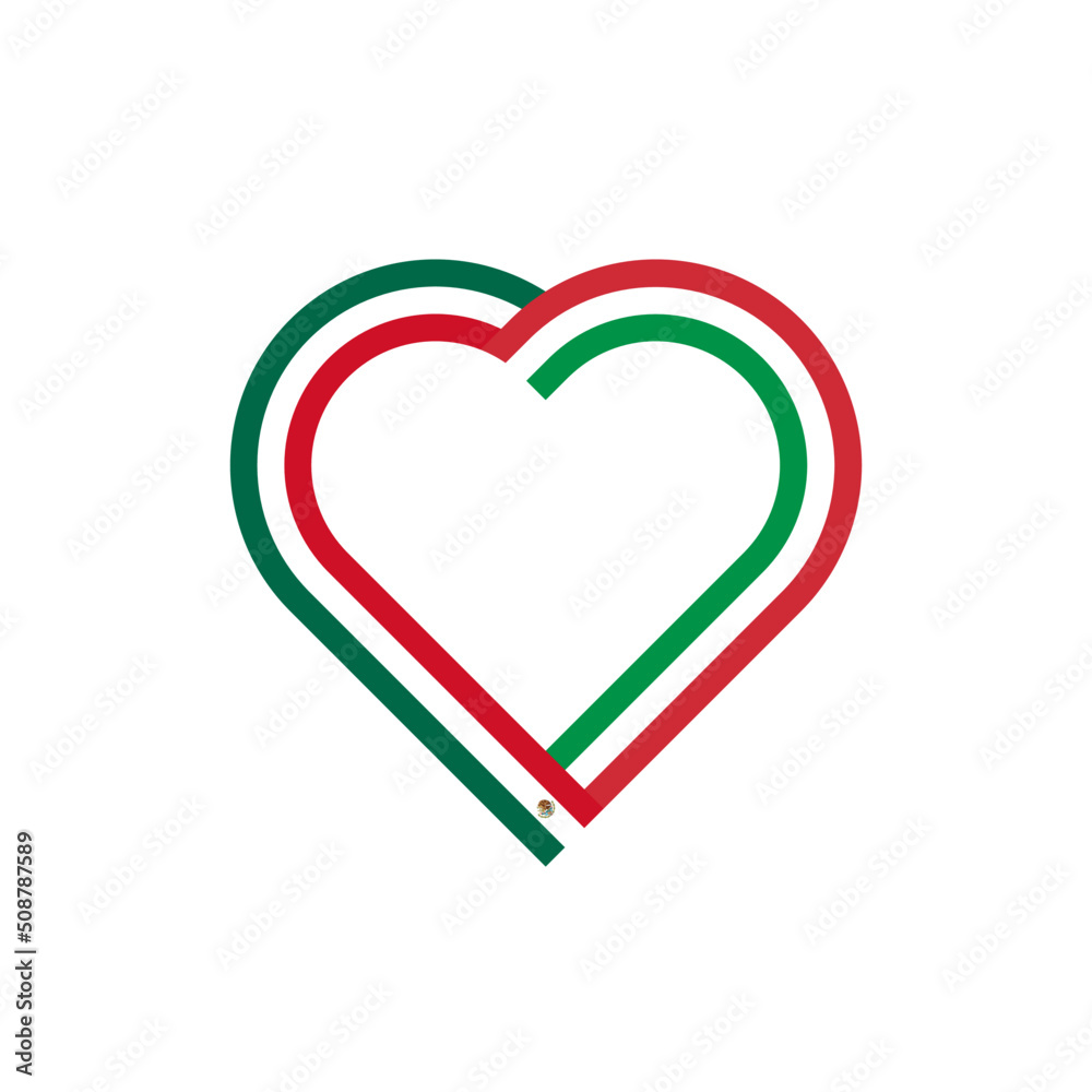 unity concept. heart ribbon icon of mexico and italy flags. vector ...