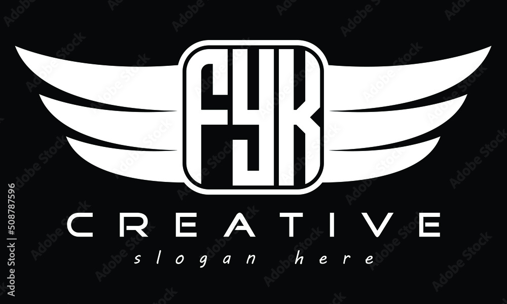 FYK three Letter Wings Flying Initial wing symbol minimalist creative ...