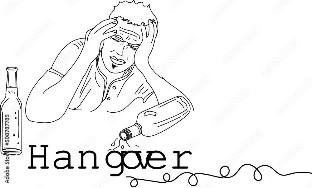 Wine logo, Drunk man vector, Sketch drawing of hangover man, line art ...