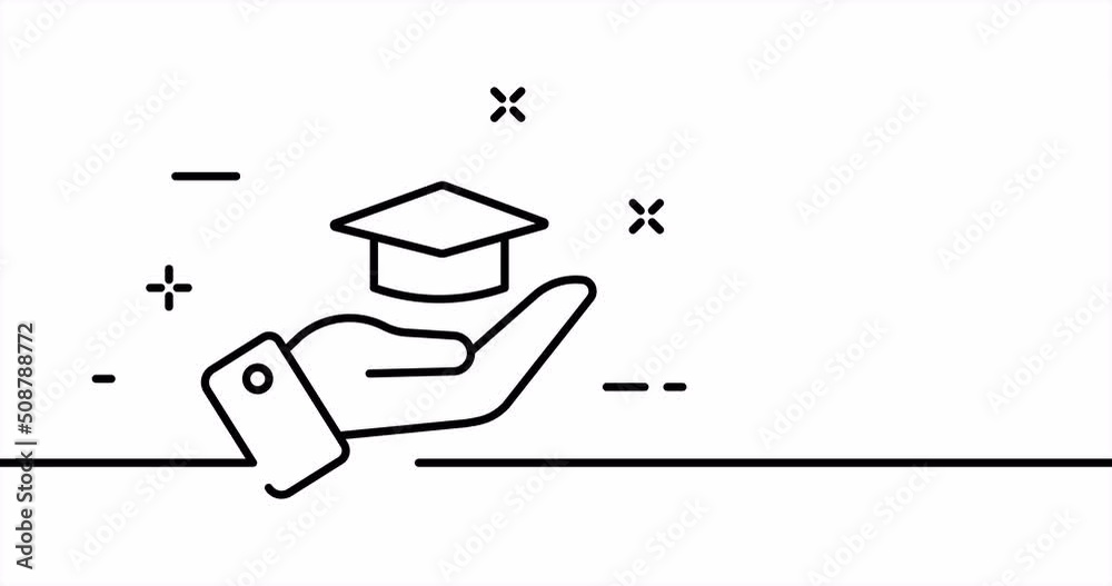 Square academic cap with hand. Study, learn, knowledge, know, student ...