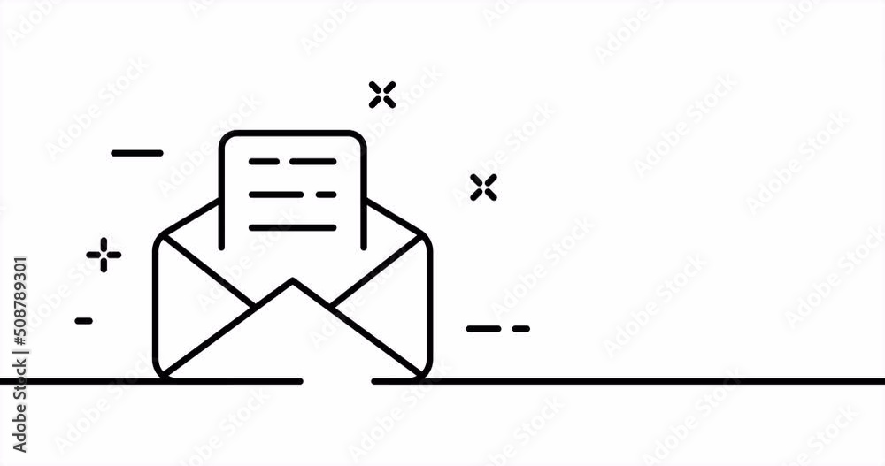 Envelope with a letter. Document, email, message, letter, send, receive ...