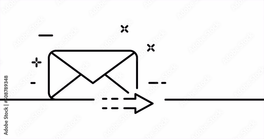 Envelope with an arrow. Send message, receive, letter, email. Incoming ...