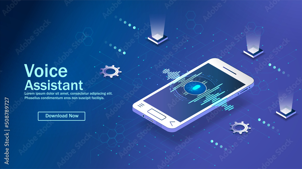 Voice assistant of the modern concept. Sound waves equalizer on your ...